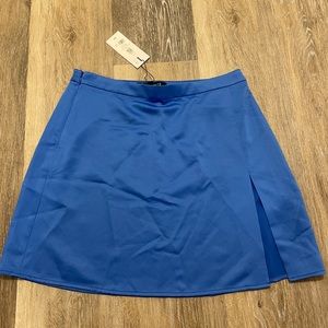 Dynamite | Skirts | Blue Dynamite Satin Mini Skirt With Slit | Poshmark